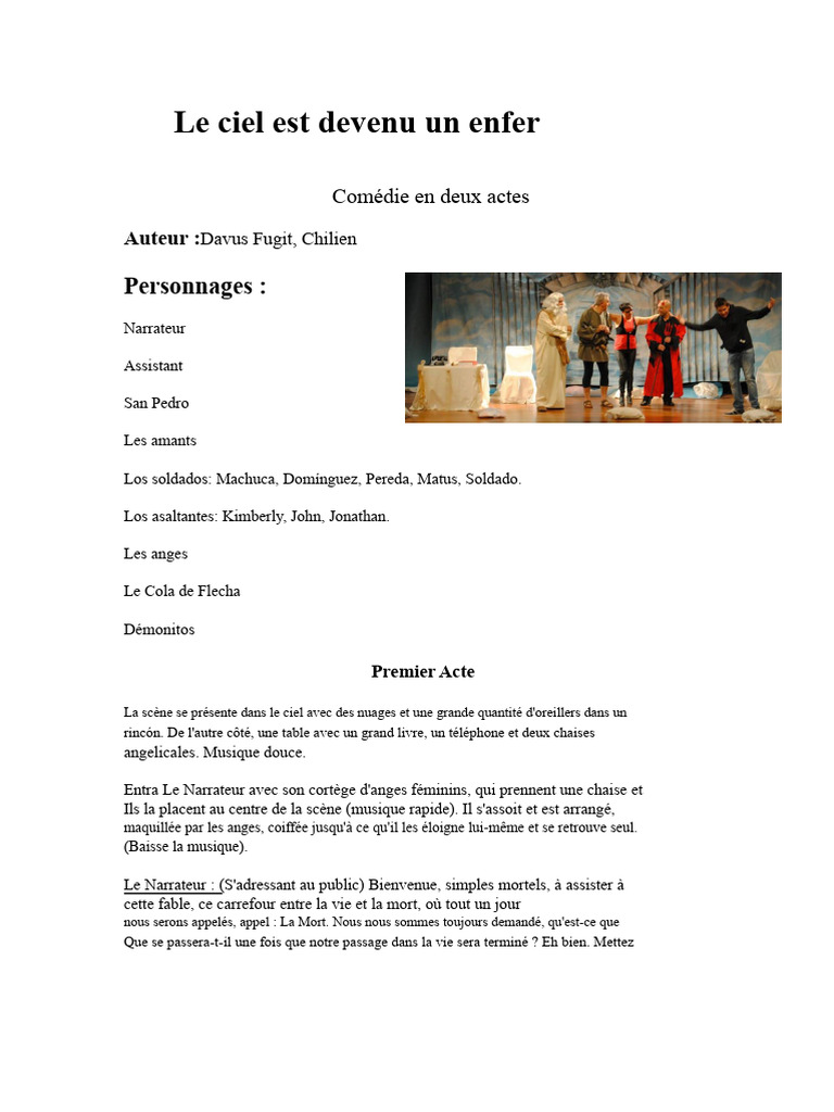 Comédie "Le ciel est devenu un enfer" | PDF