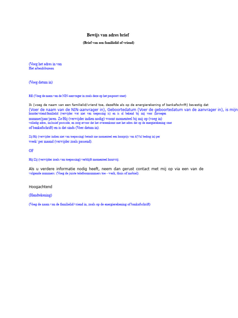 Bewijs Van Adres | PDF