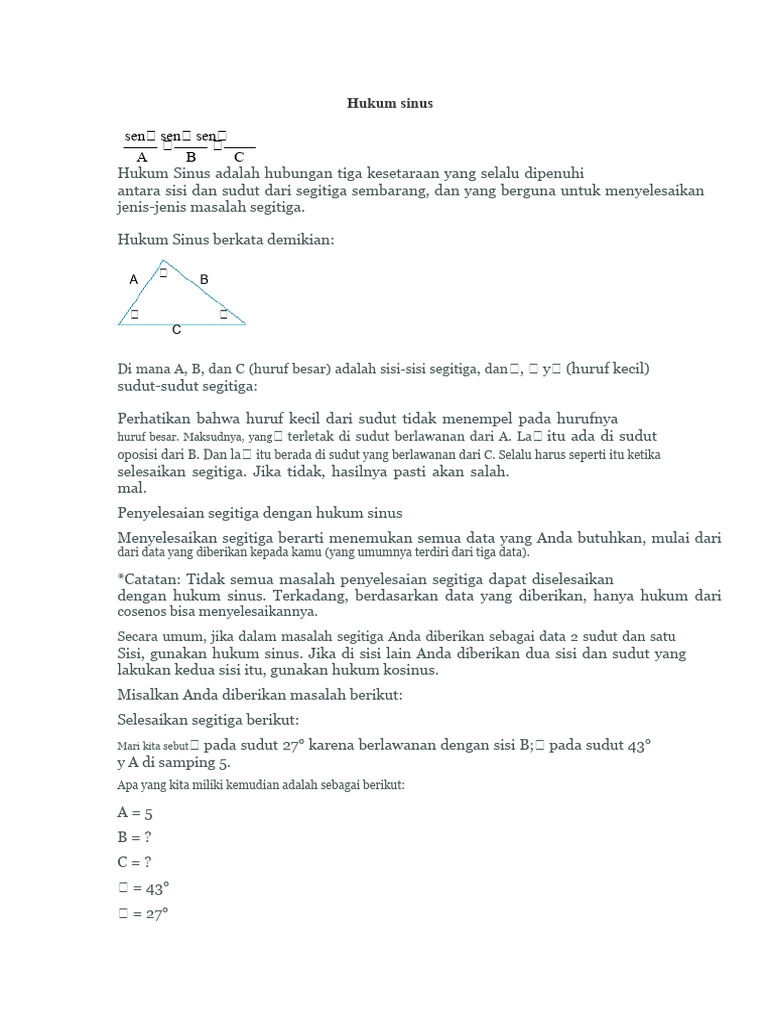 Hukum Sinus dan Cosinus dalam Segitiga | PDF