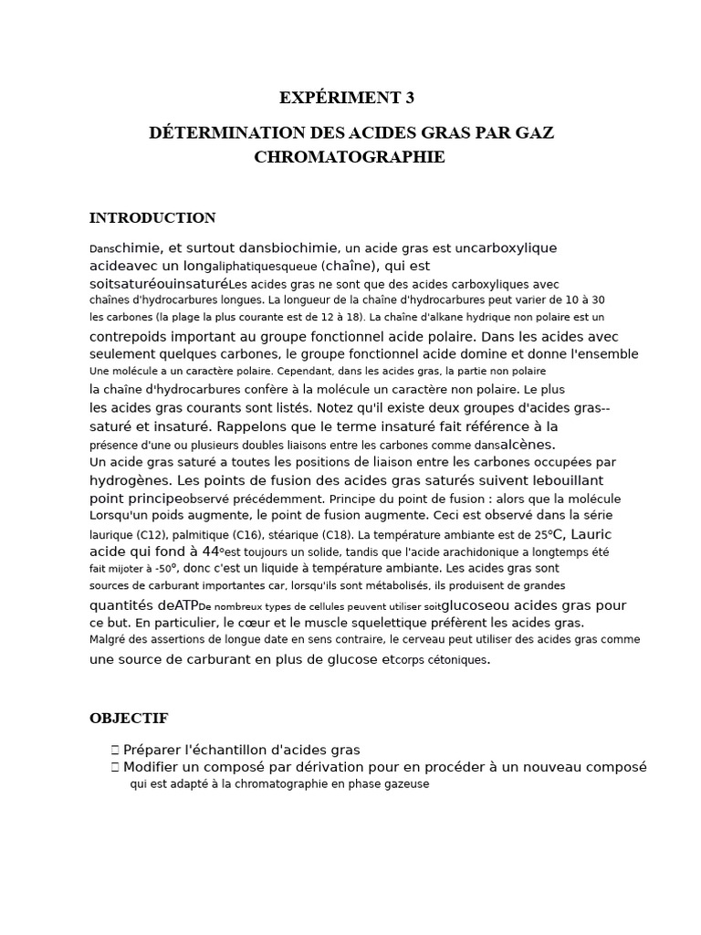 Analyse des acides gras par GC | PDF | Acide gras | Chromatographie