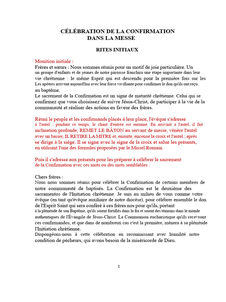 Confirmation - Script Liturgique | PDF | Baptisme | Liturgie et culte ...