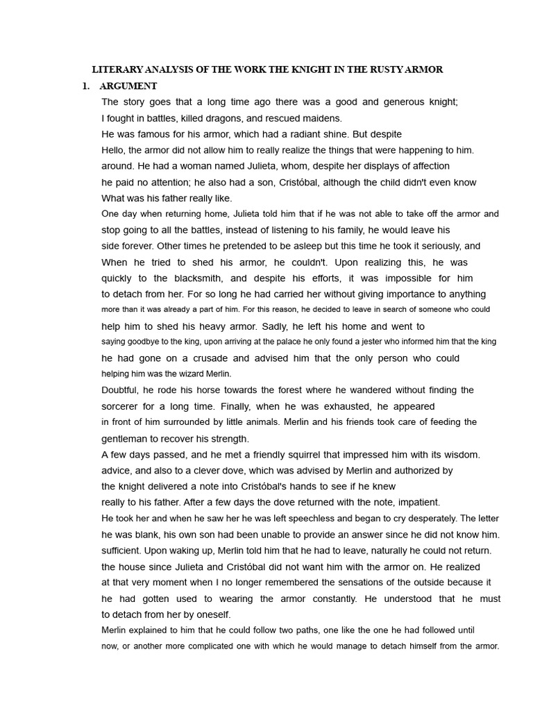 Analysis of The Work The Knight in Rusty Armor | PDF | Knowledge | Dragon