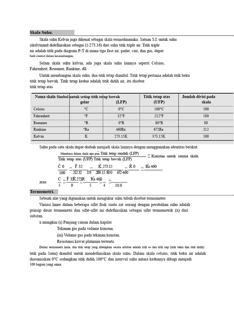 Skala Suhu | PDF