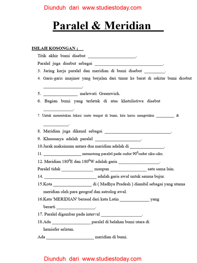 Pemahaman Paralel dan Meridian Bumi | PDF