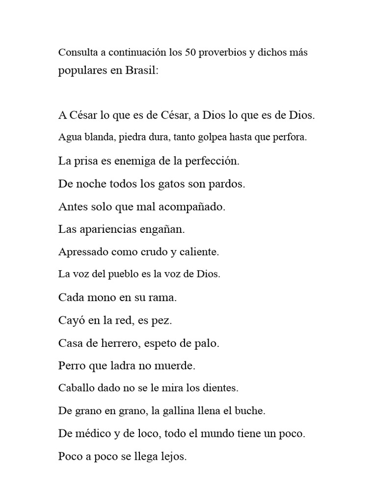 50 Proverbios Populares de Brasil | PDF