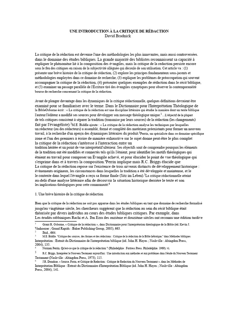 Introduction à la critique rédactionnelle | PDF | Évangile selon Marc ...