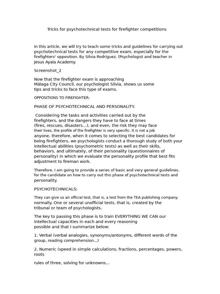 How To Answer Psychotechnical and Personality Tests | PDF ...