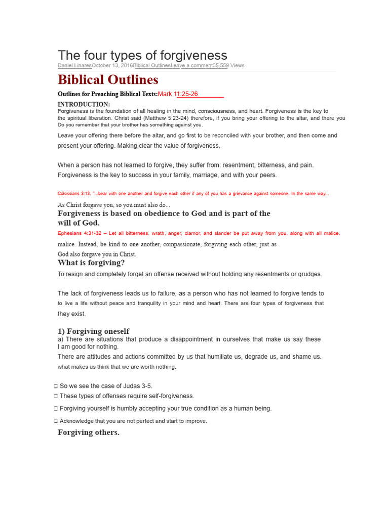 Four Types of Biblical Forgiveness | PDF | Forgiveness | Sin