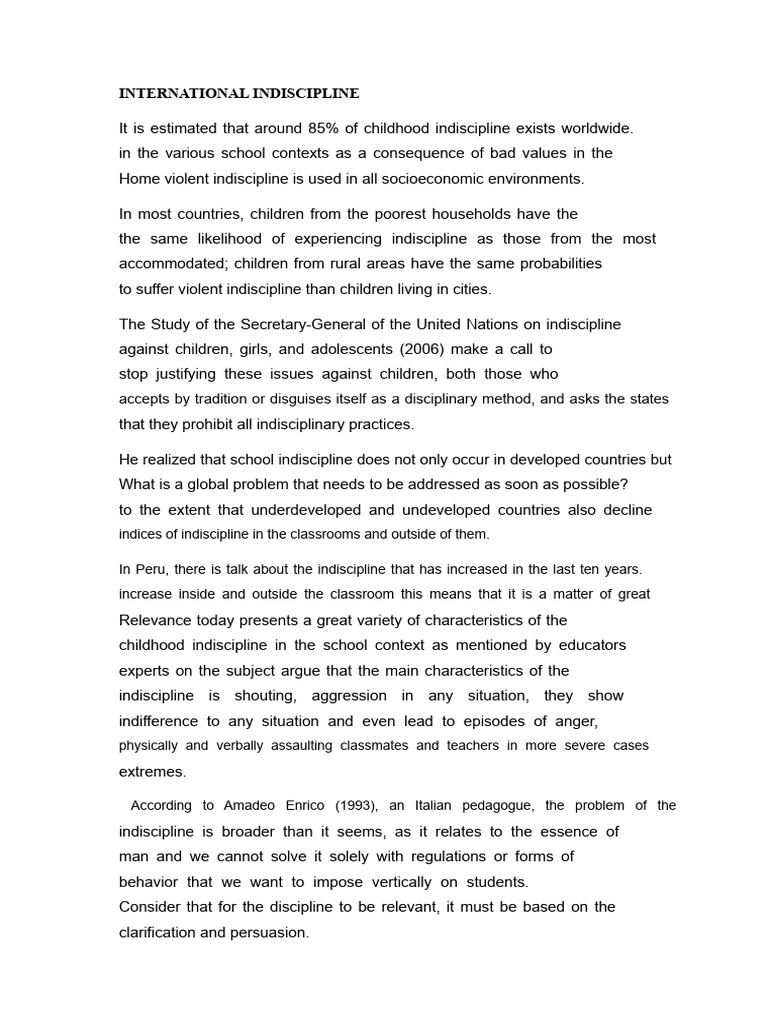 Global Childhood Indiscipline Issues | PDF | Adolescence | Human ...