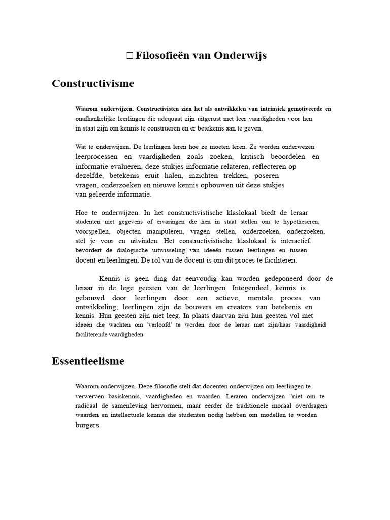 Filosofieën Van Onderwijs | PDF