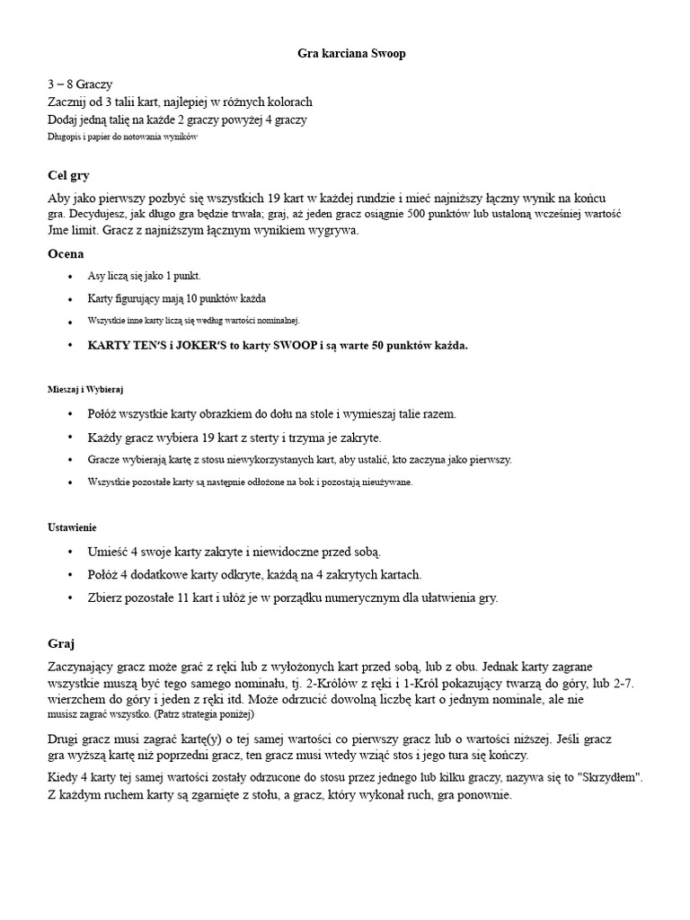 Zasady Swoop | PDF