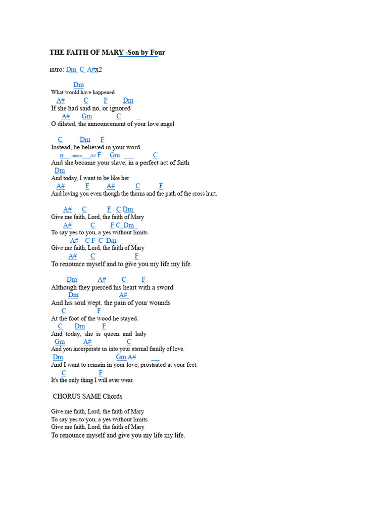 Faith of Mary Song Lyrics | PDF