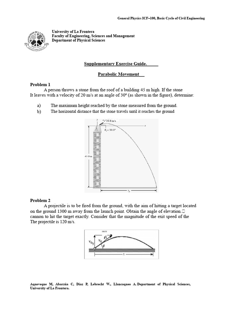 Workshop 6 Parabolic Motion | PDF