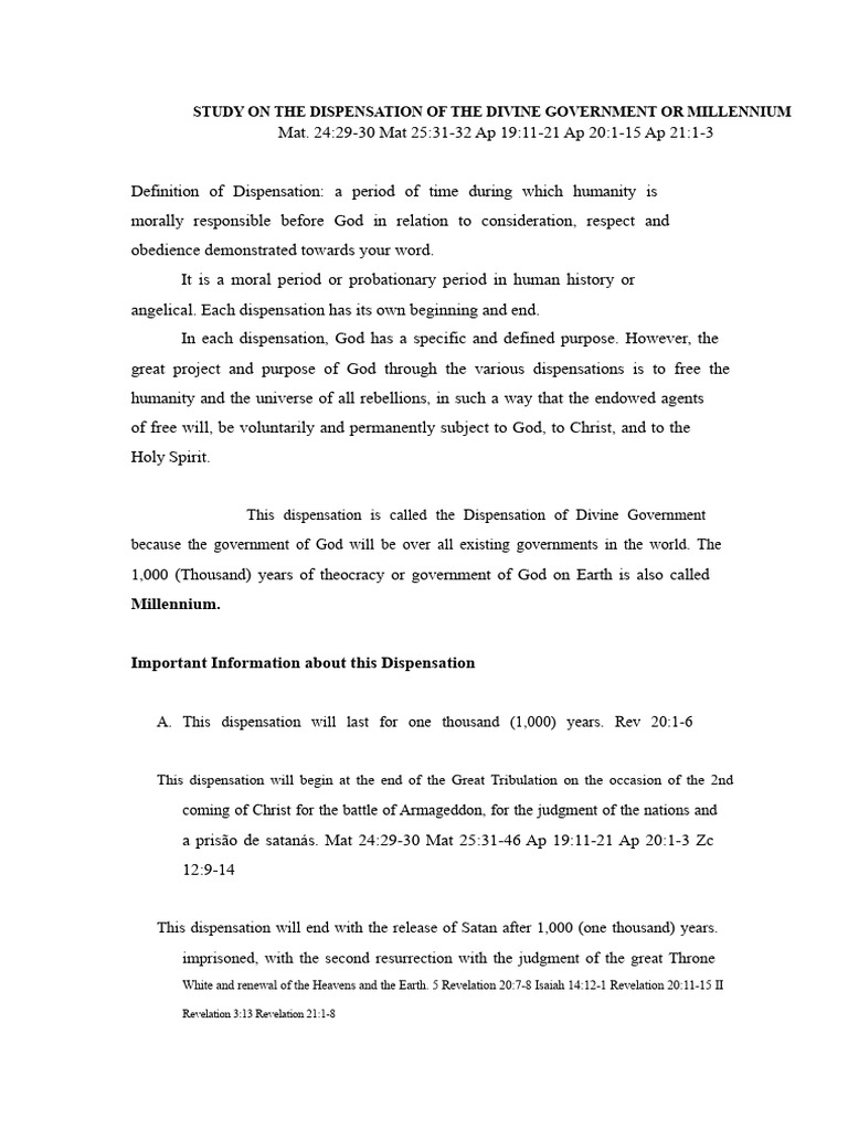 Study On The Dispensation of Divine Government or Millennium | PDF ...
