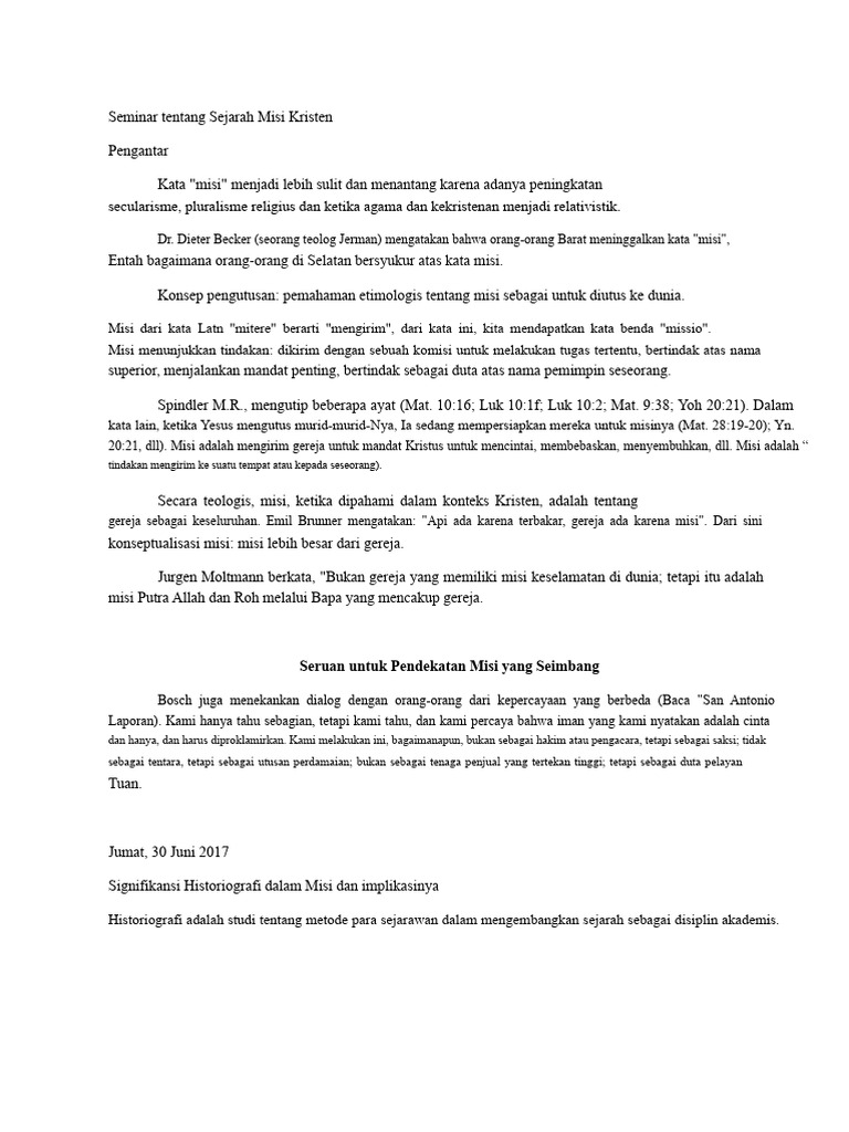 Sejarah Misi Kristen dan Tantangannya | PDF
