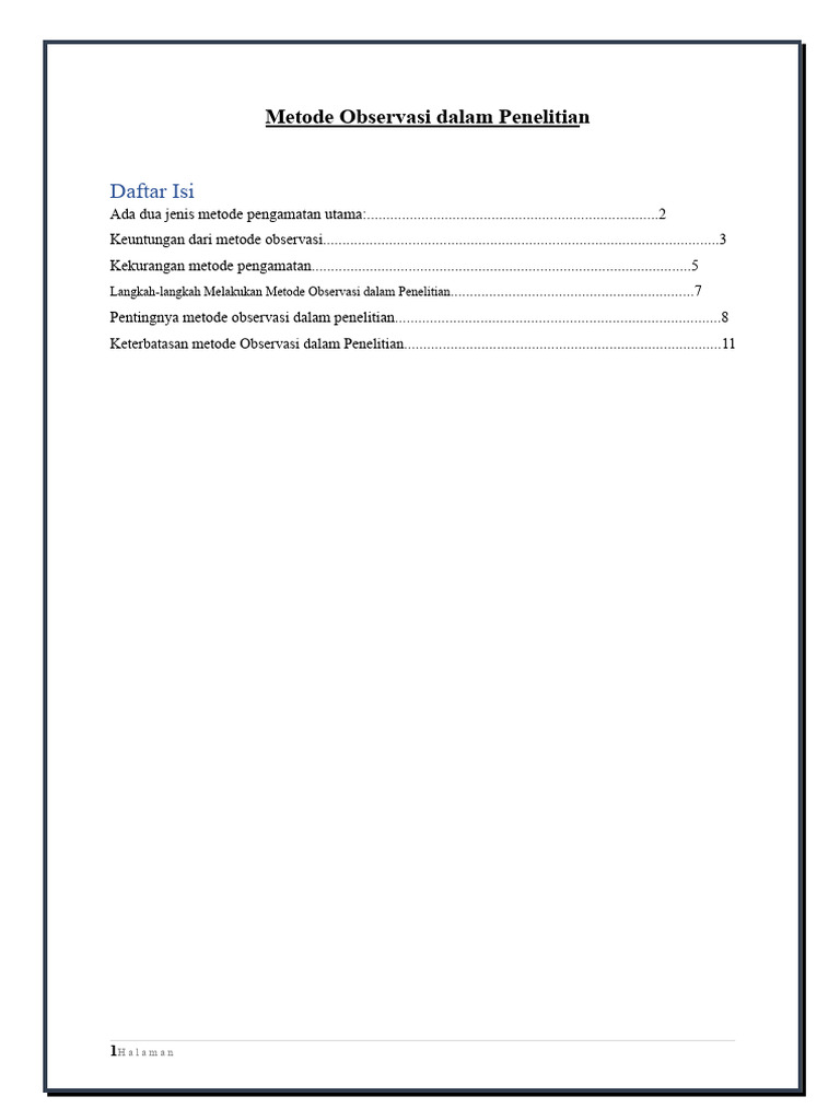 Metode Observasi dalam Penelitian Efektif | PDF