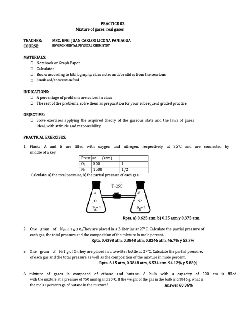 Practice 02 FQ 2018 | PDF | Gases | Atmosphere Of Earth