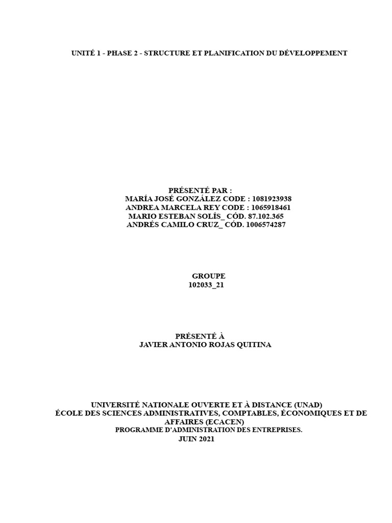 Travail Collaboratif, Unité 1 - Phase 2 - Structure Et Planification Du ...