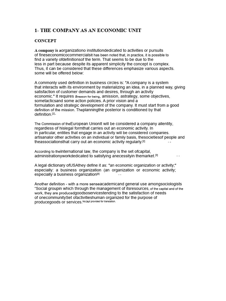 The Company As An Economic Unit | PDF | Business Ethics | Entrepreneurship