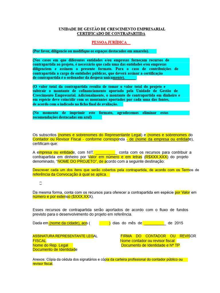 Certificado de Contrapartida Empresarial | PDF | Contabilidade