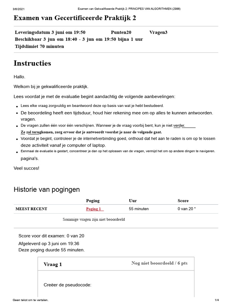 Gecertificeerd Praktijkexamen 2 - PRINCIPES VAN ALGORITMEN (2986) | PDF