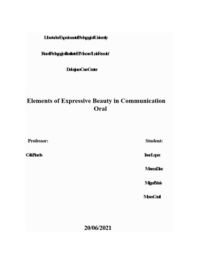 Elements of Expressive Beauty in Oral Communication | PDF ...