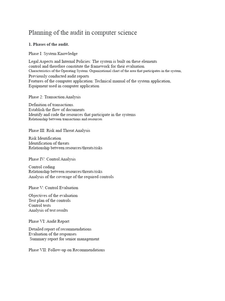 Planning of the IT audit | PDF | Audit | Risk