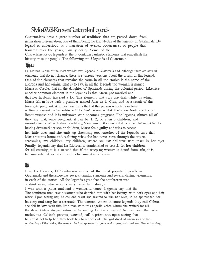 5 Most Famous Guatemalan Legends | PDF | Folklore