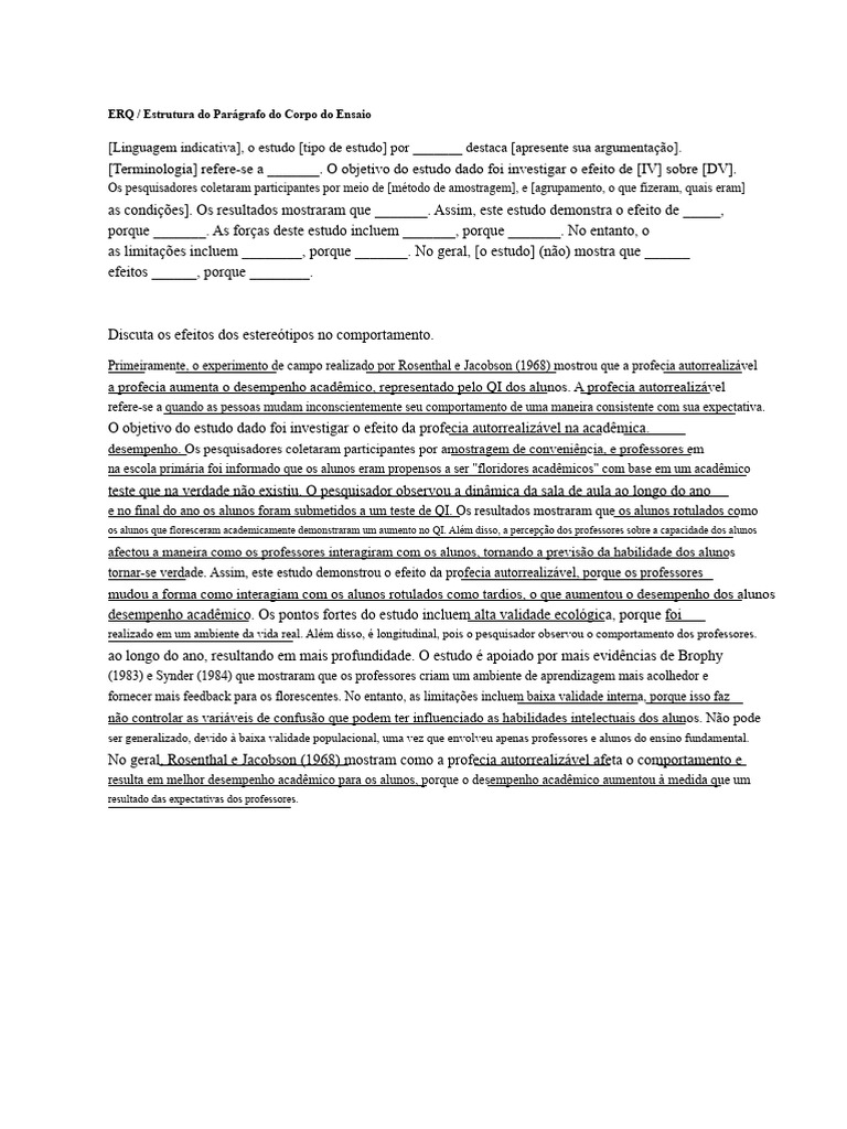 Efeitos da Profecia Autorrealizável e Neuroplasticidade | PDF ...