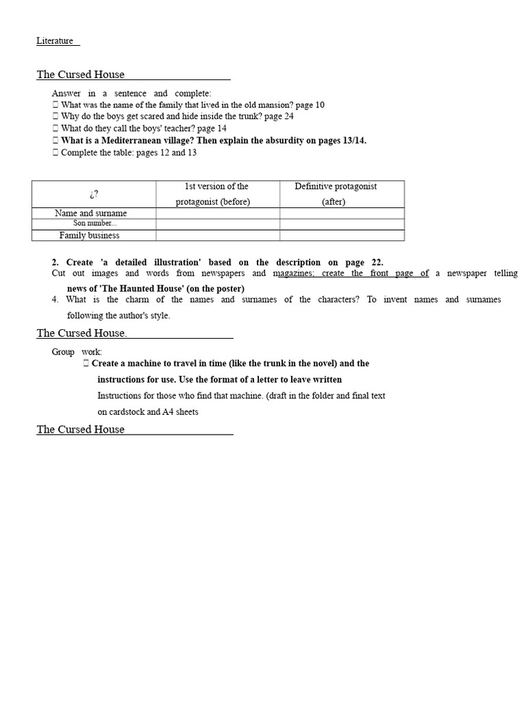 Activities of The Haunted House - Part 1 | PDF