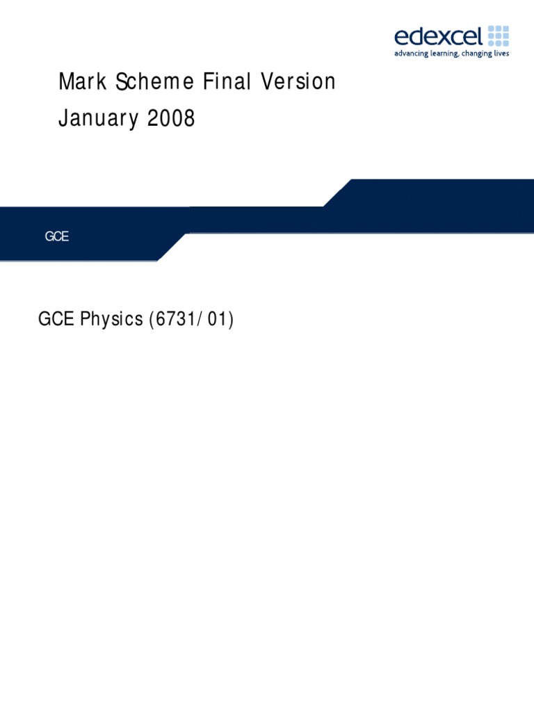 Edexcel Mark Scheme Jan2008 Unit-1 | PDF | Atoms | Force