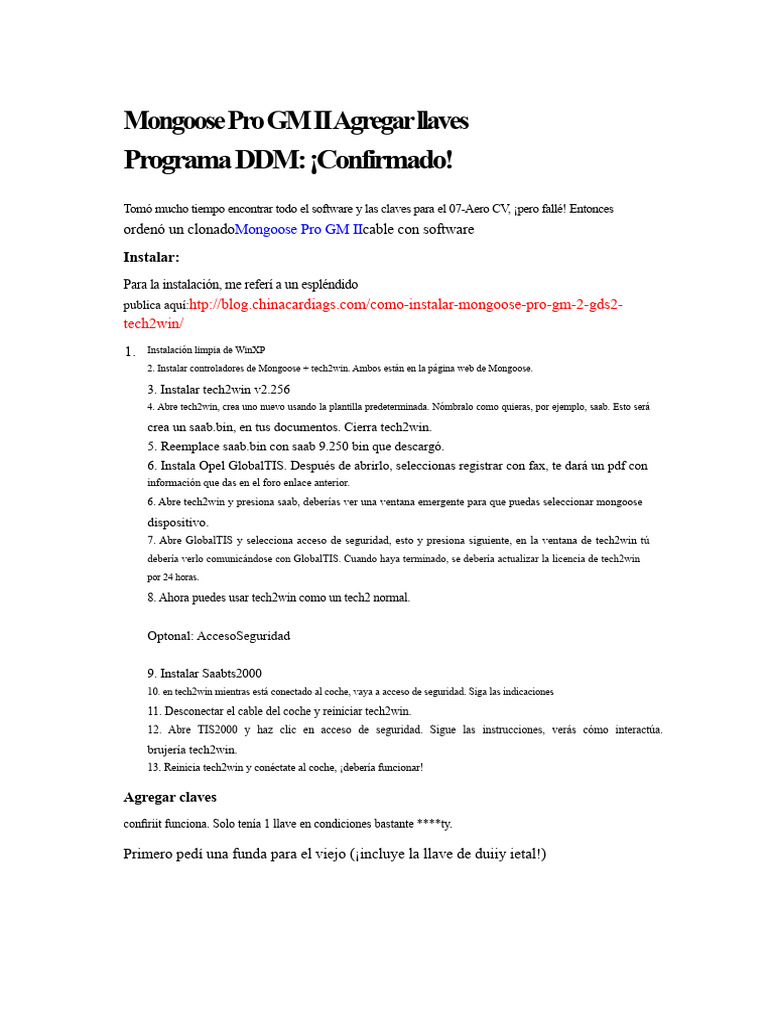 Instalación y programación Mongoose Pro GM II | PDF | Informática