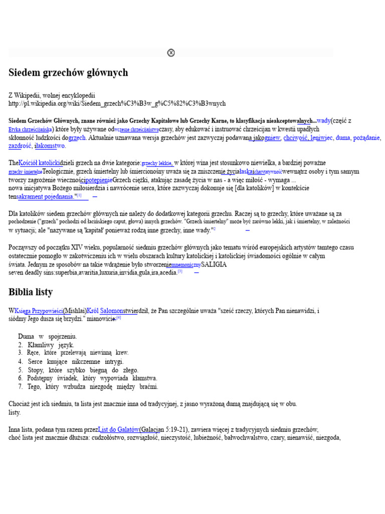 Grzechy - Siedem Grzechów Głównych | PDF