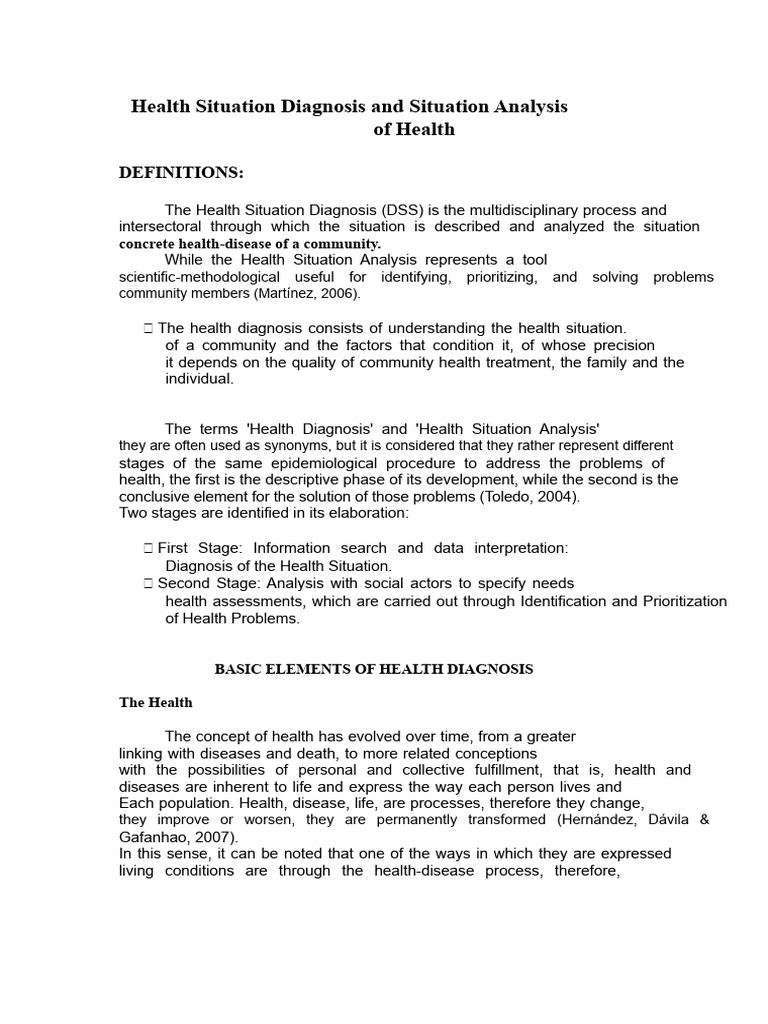 Health Situation Diagnosis and Analysis Guide | PDF | Methodology ...