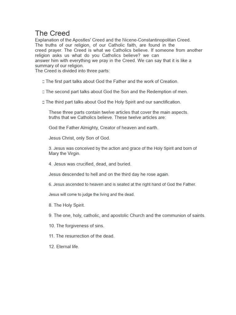 Overview of the Nicene Creed | PDF