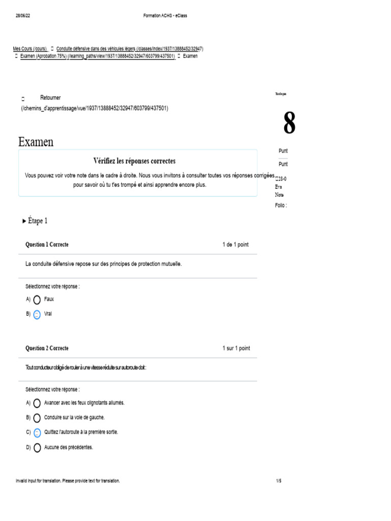 Examen de conduite défensive ACHS | PDF | Conduite automobile | Véhicules