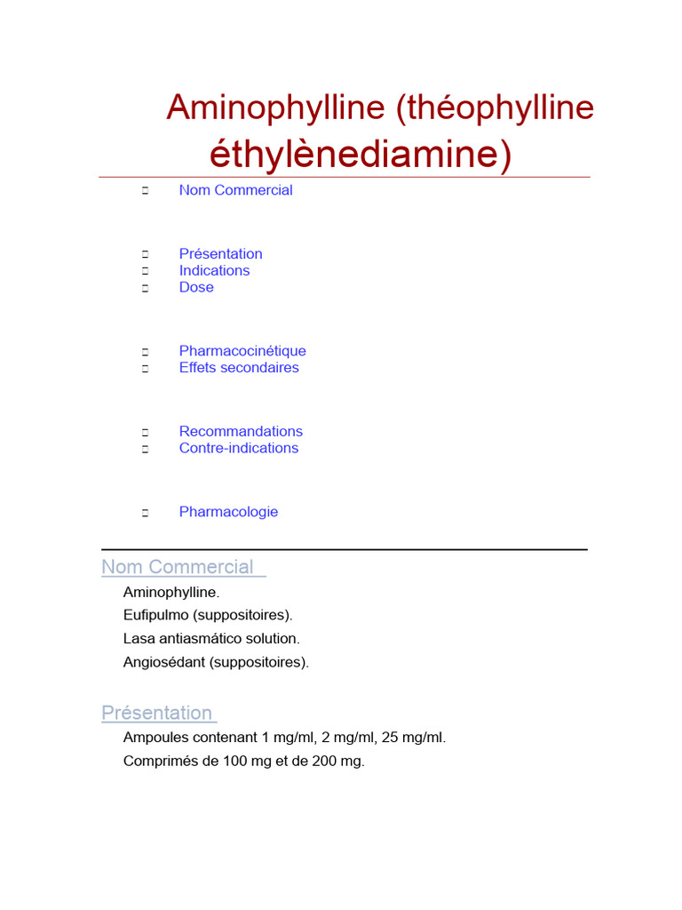 Aminophylline | PDF | Pharmacocinétique | Insuffisance cardiaque