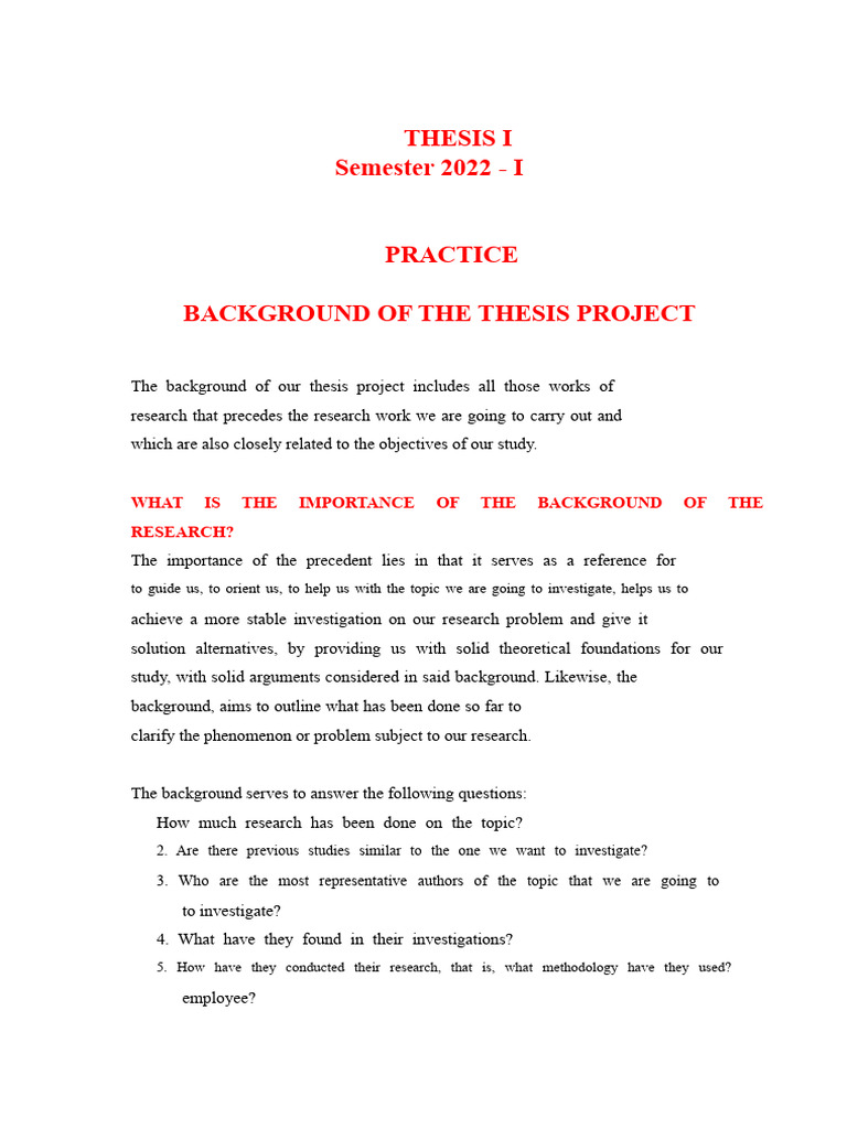 Importance of Thesis Background Research | PDF | Thesis | Methodology