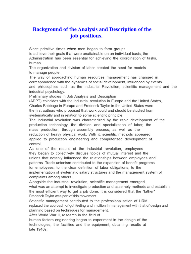 Job Analysis and Design Overview | PDF | Human Resource Management ...