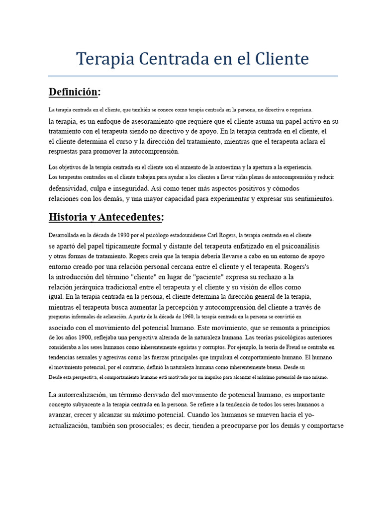 Terapia Centrada en el Cliente: Enfoque y Beneficios | PDF ...