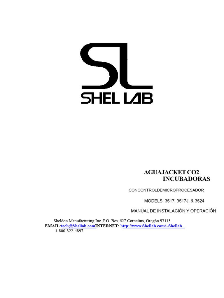 Incubadora de CO2 Con Chaqueta de Agua Shel Lab - Manual Del Usuario y de Servicio | PDF ...