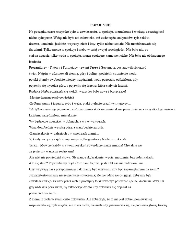 Kwestionariusz POPOL VUH | PDF