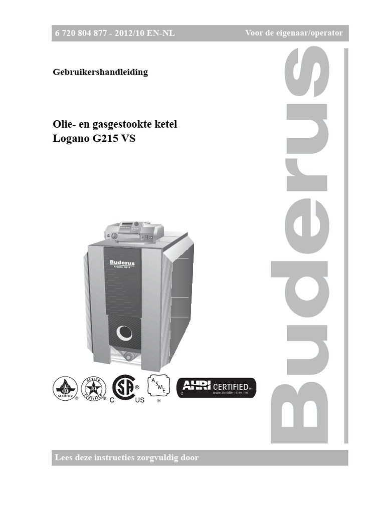 Buderus G215 Gebruikershandleiding | PDF