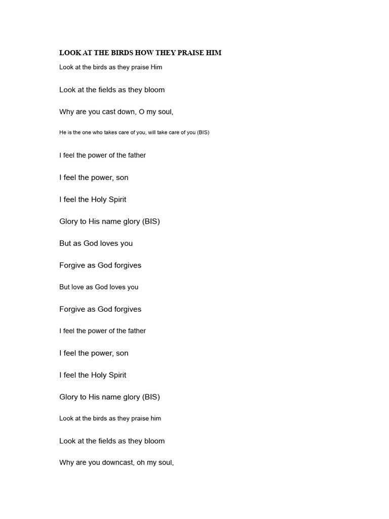 Look at The Birds How They Praise Him | PDF