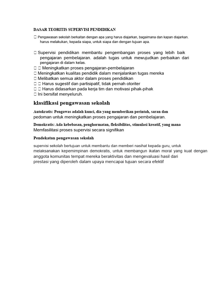 Dasar Teoritis Supervisi Pendidikan | PDF