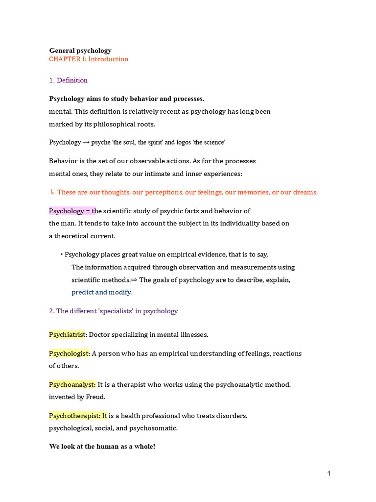 Overview of Psychology and Its Fields | PDF | Psychology | Clinical ...