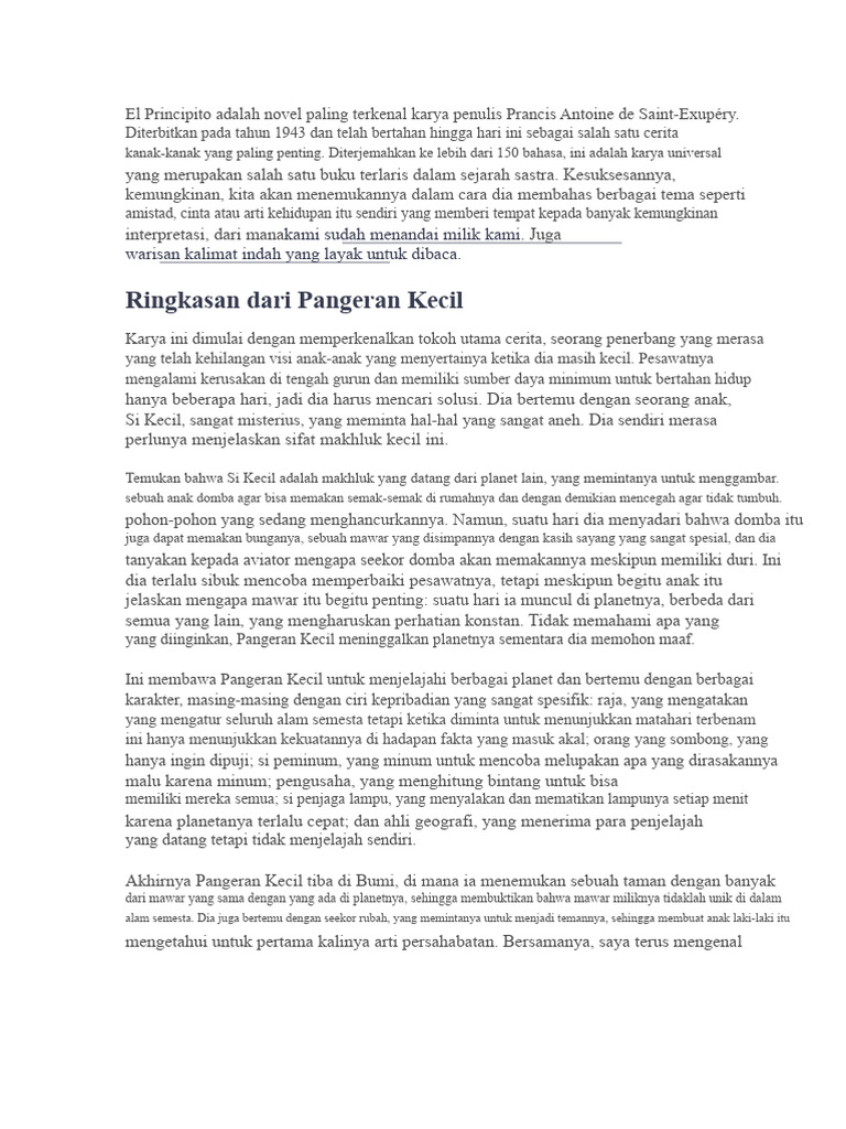 Ringkasan Dari Pangeran Kecil: Kami Sudah Menandai Milik Kami Warisan ...