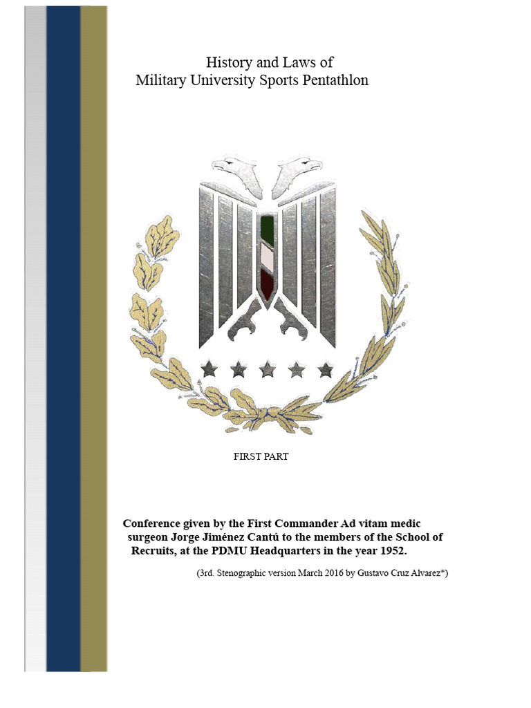 History and Laws of The Military University Sports Pentathlon Year 1952 ...