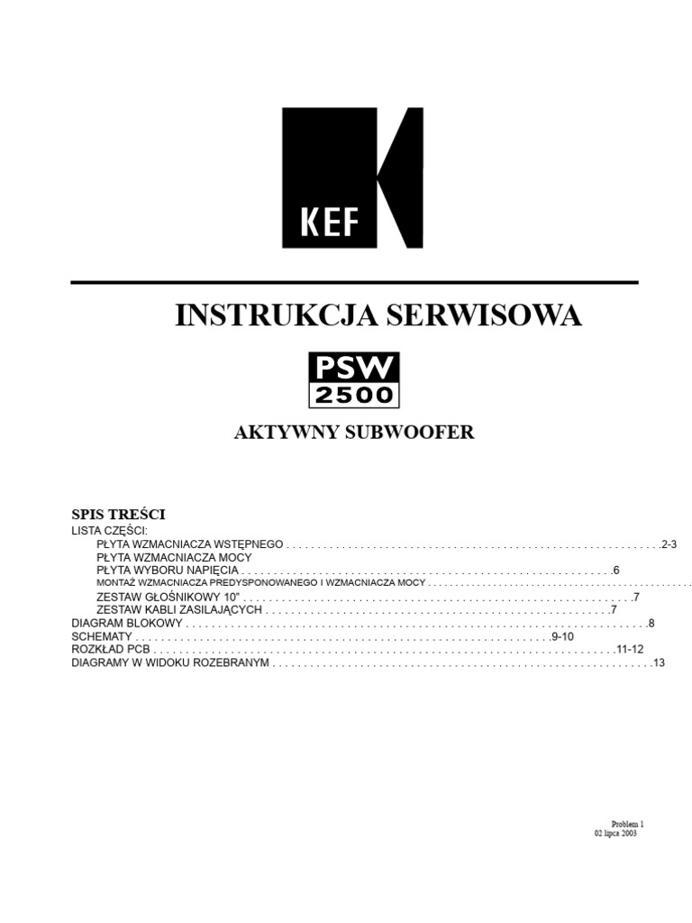 Kef PSW2500 | PDF