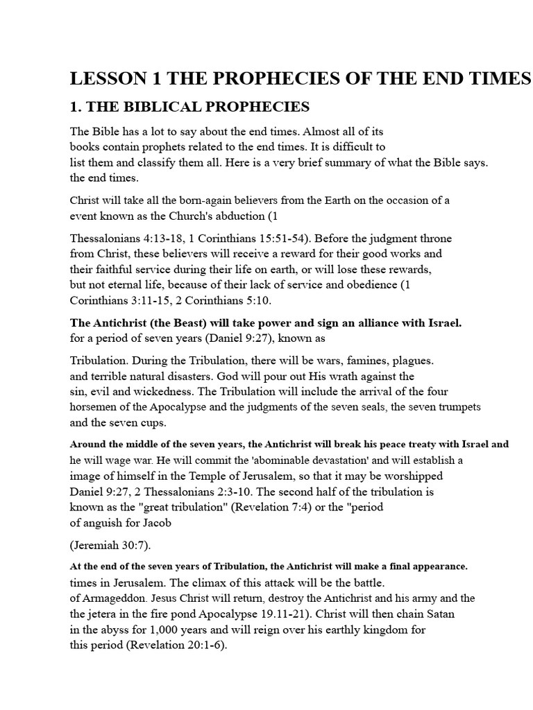 End Times Prophecies in the Bible | PDF | Christian Eschatology | Great ...